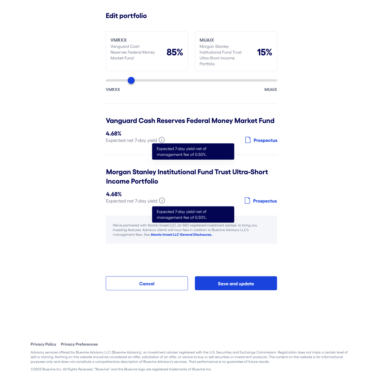 How do I manage my Bluevine Treasury account?