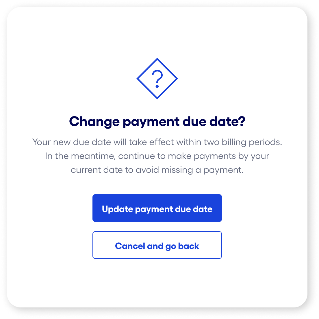 How do I change my credit card payment due date?