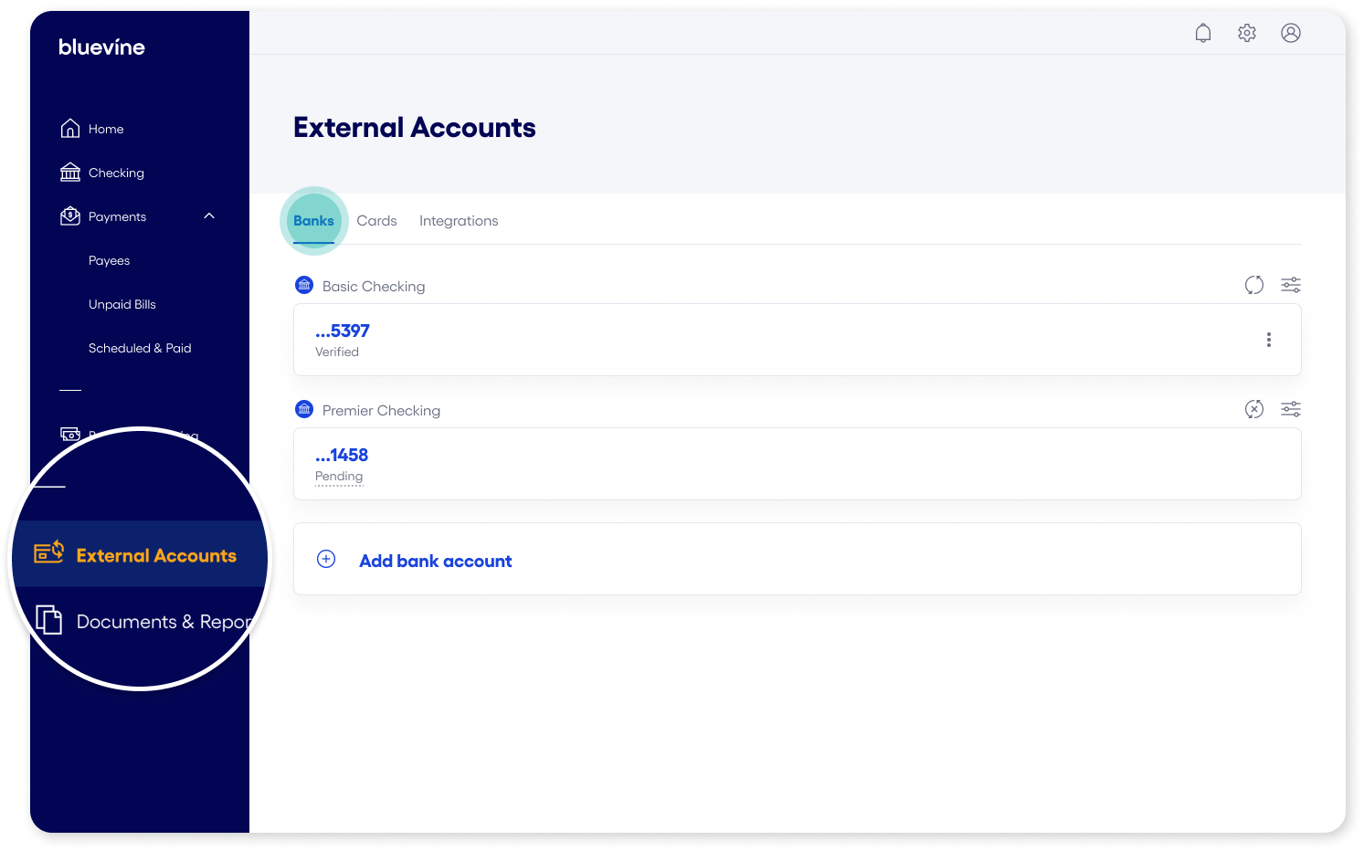 How do I navigate my Bluevine dashboard?