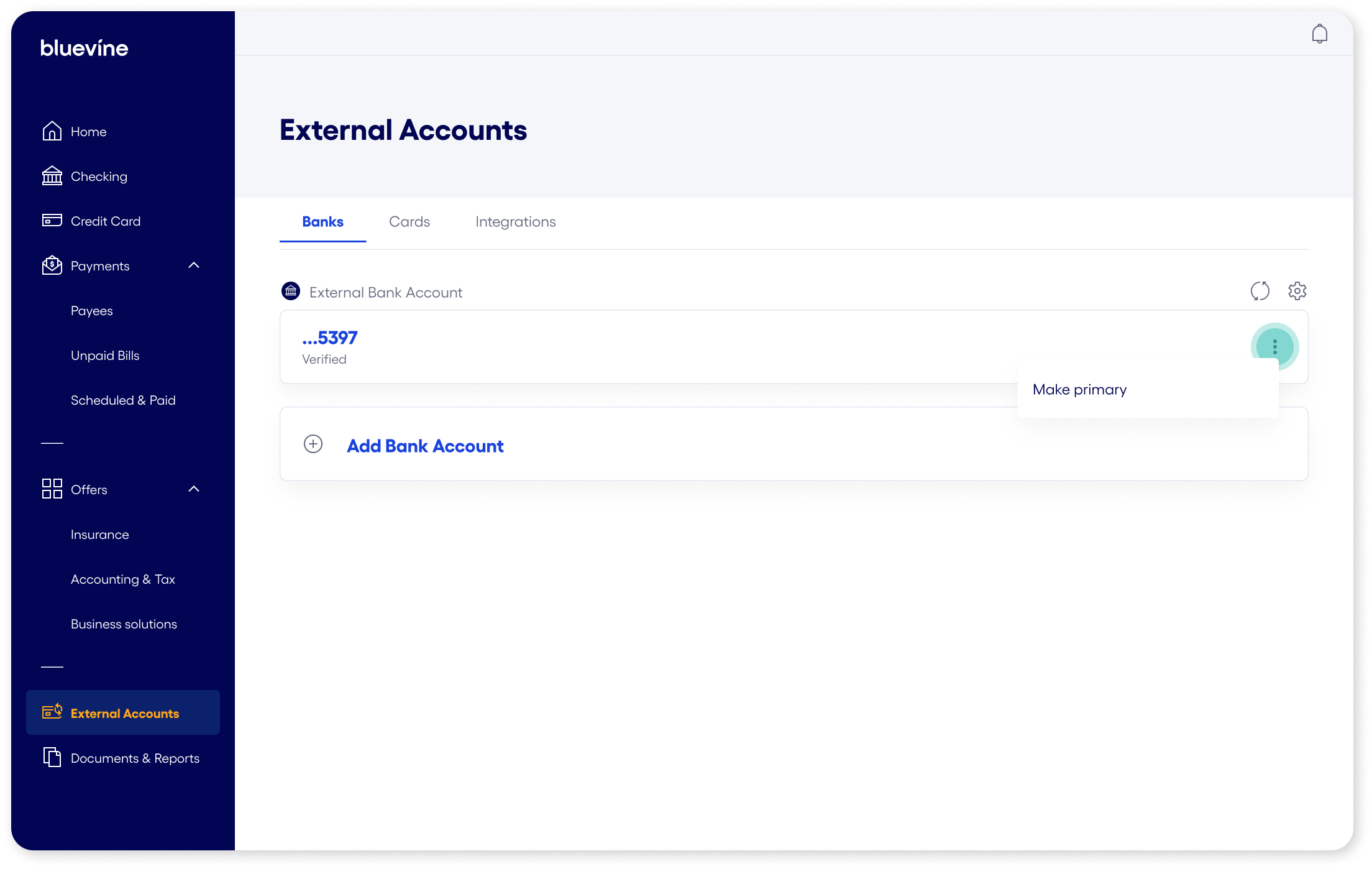 How do I change my primary bank account?